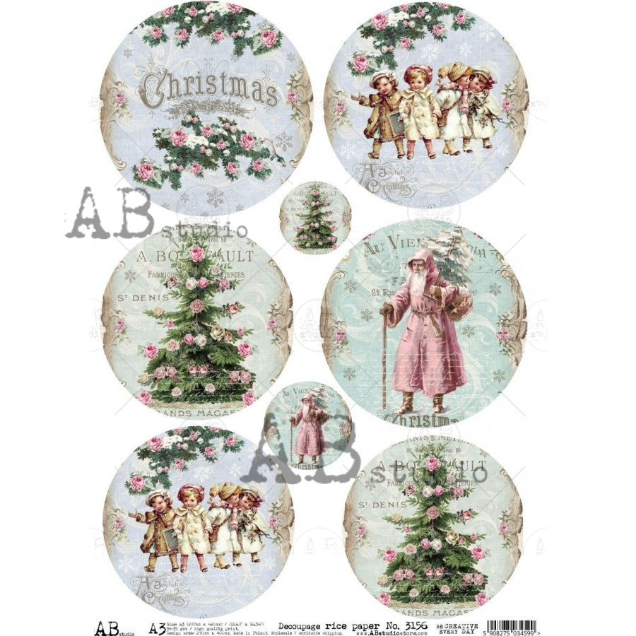 Decoupage Paper - ABstudio - A3 - AB3156 - Christmas Trees and Childre ...